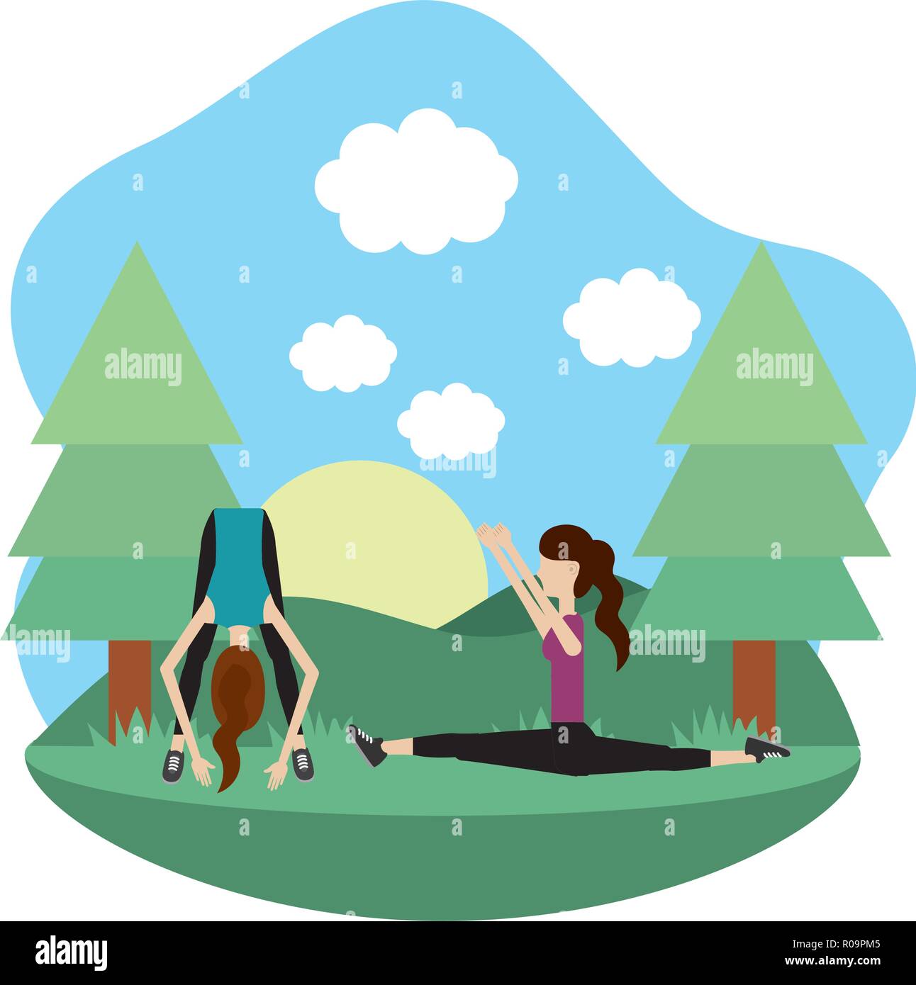 young women exercising cartoon Stock Vector Image & Art - Alamy