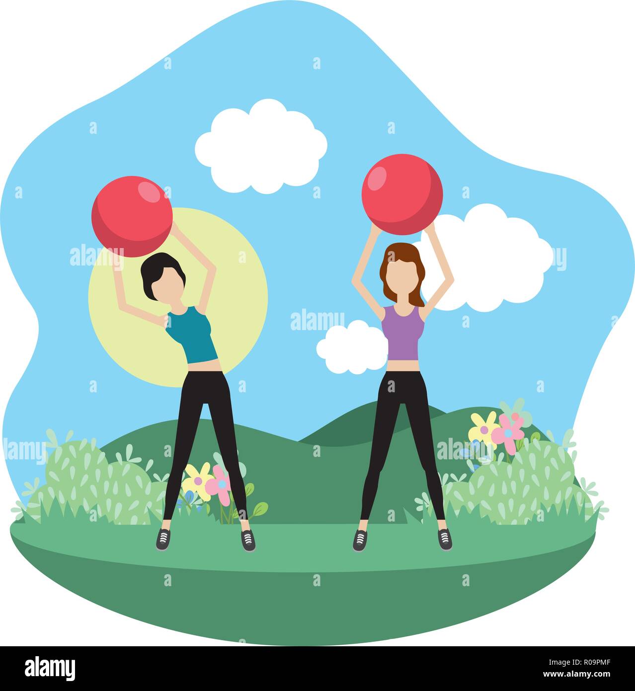 young women exercising cartoon Stock Vector Image & Art - Alamy