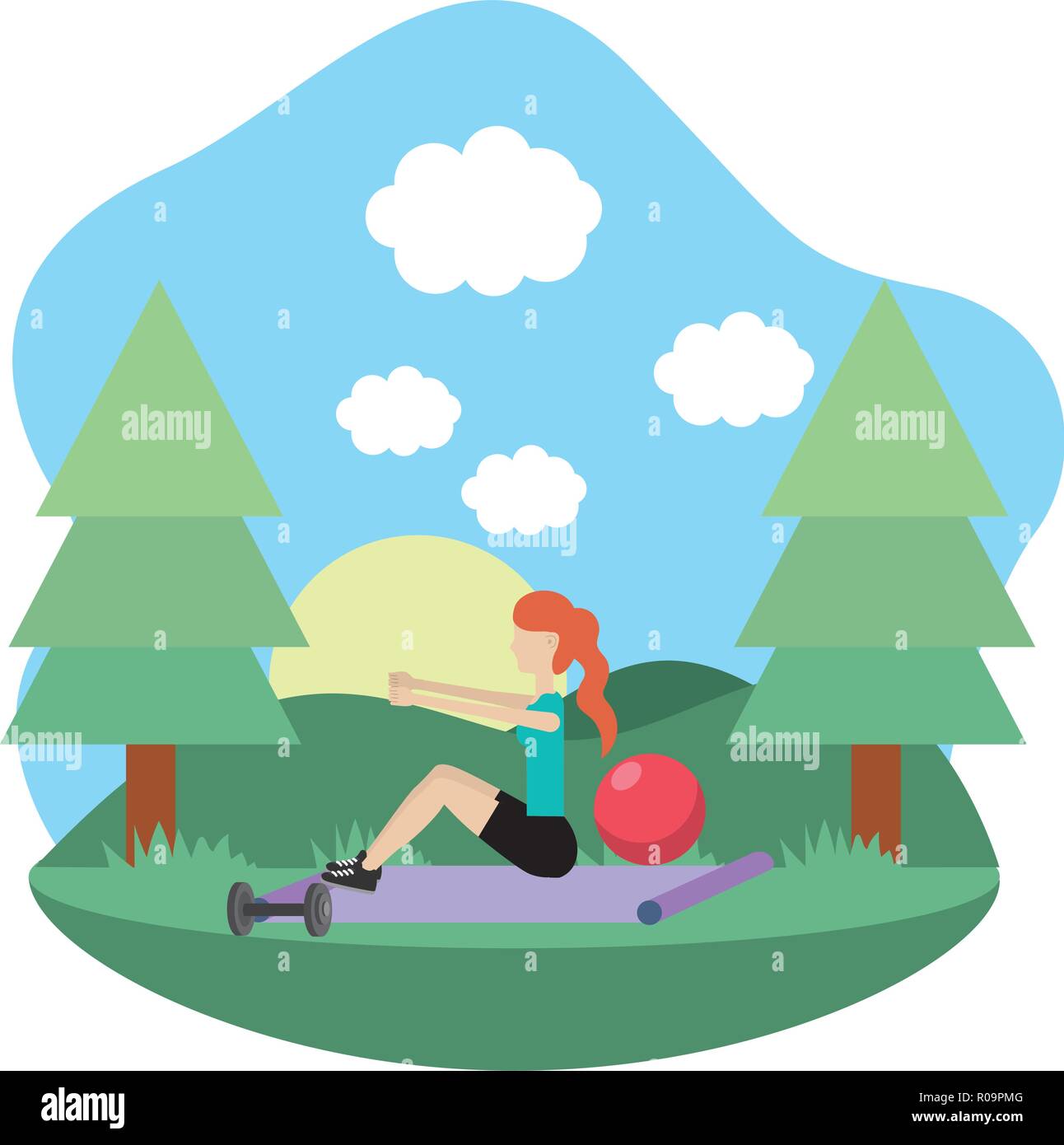 young woman exercising cartoon Stock Vector Image & Art - Alamy