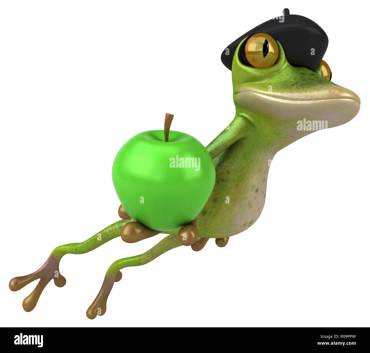 Fun french frog - 3D Illustration Stock Photo - Alamy