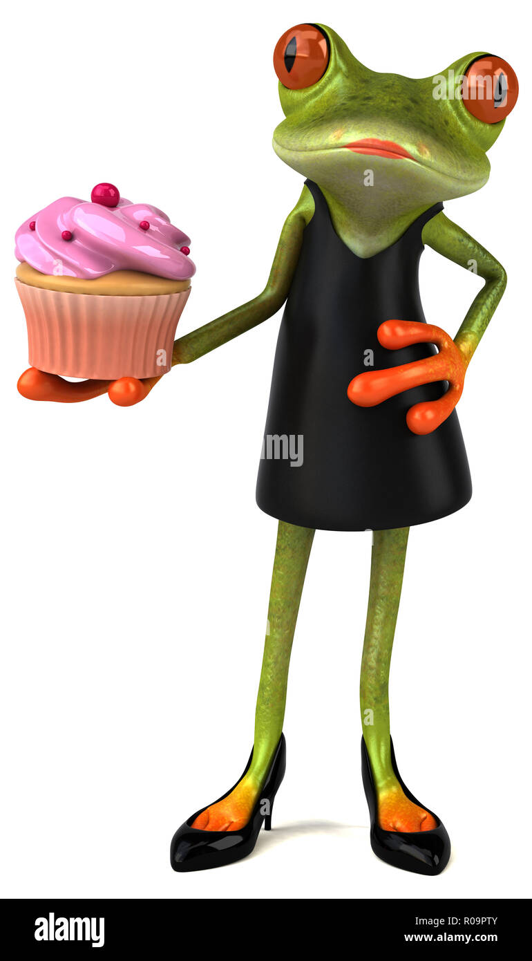 Fun frog - 3D Illustration Stock Photo - Alamy