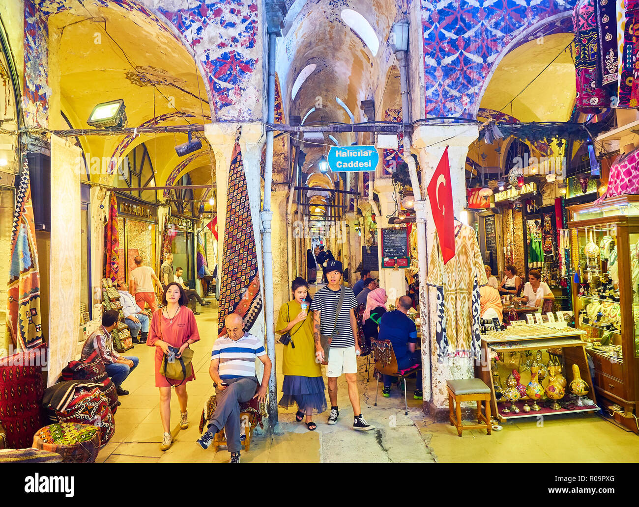 Asiatic tourists at the passageways of the Kapali Carsi, The Grand ...
