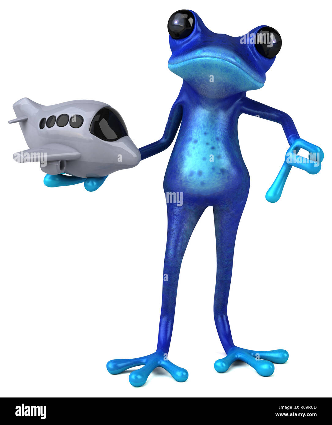 Fun blue frog - 3D Illustration Stock Photo - Alamy