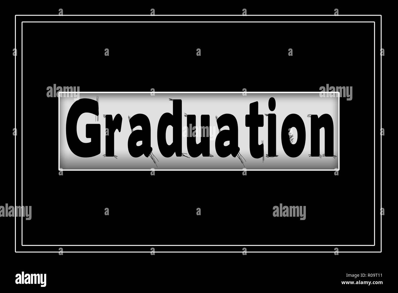 Illustration background with bold graduation text in slightly grunge ...