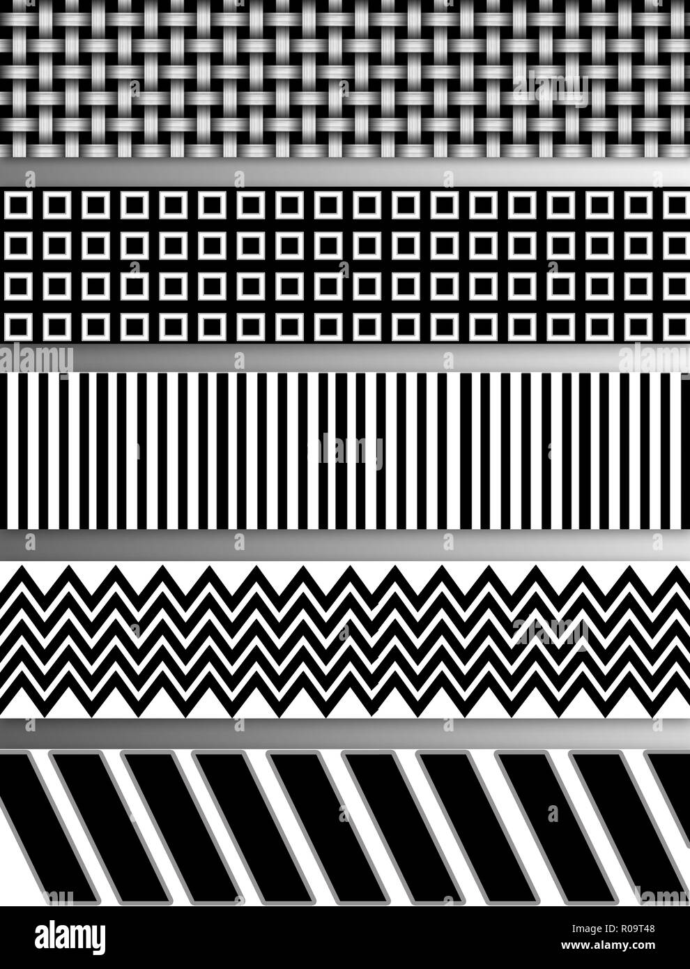 Abstract graphic of different layers of black and white patterns Stock ...