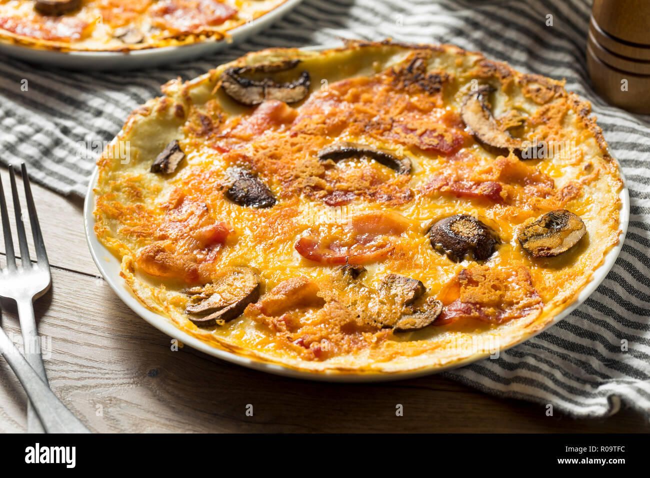 Savory Homemade Dutch Pannenkoeken Pancake with Bacon and Cheese Stock ...