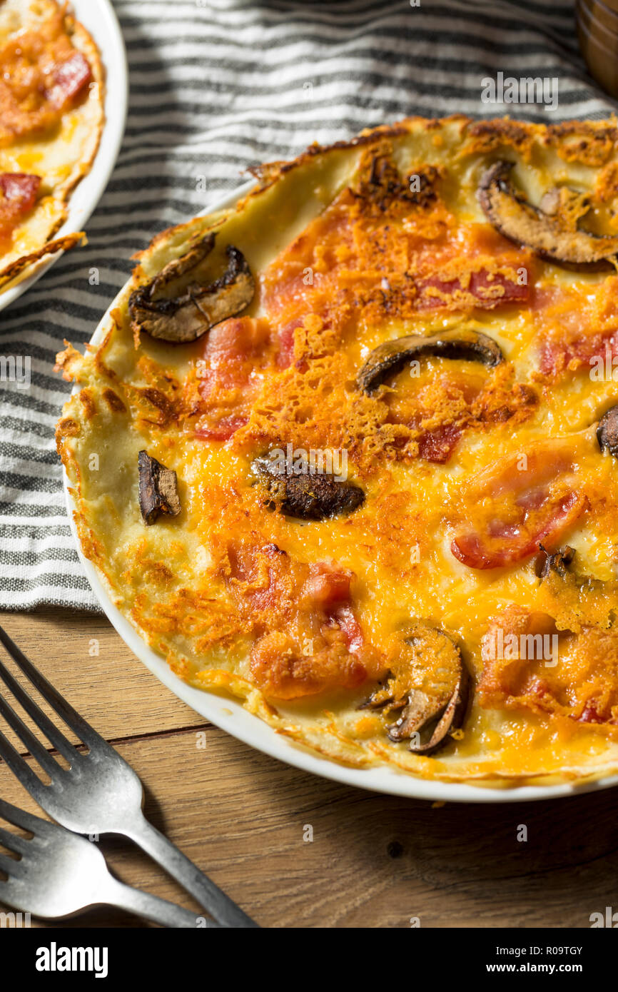 Savory Homemade Dutch Pannenkoeken Pancake with Bacon and Cheese Stock ...