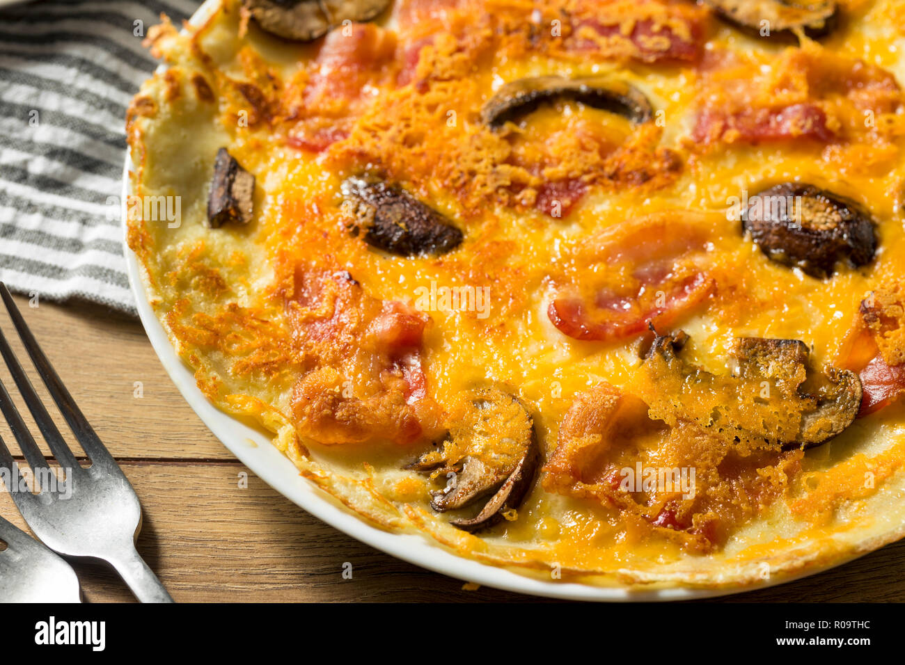 Savory Homemade Dutch Pannenkoeken Pancake with Bacon and Cheese Stock ...