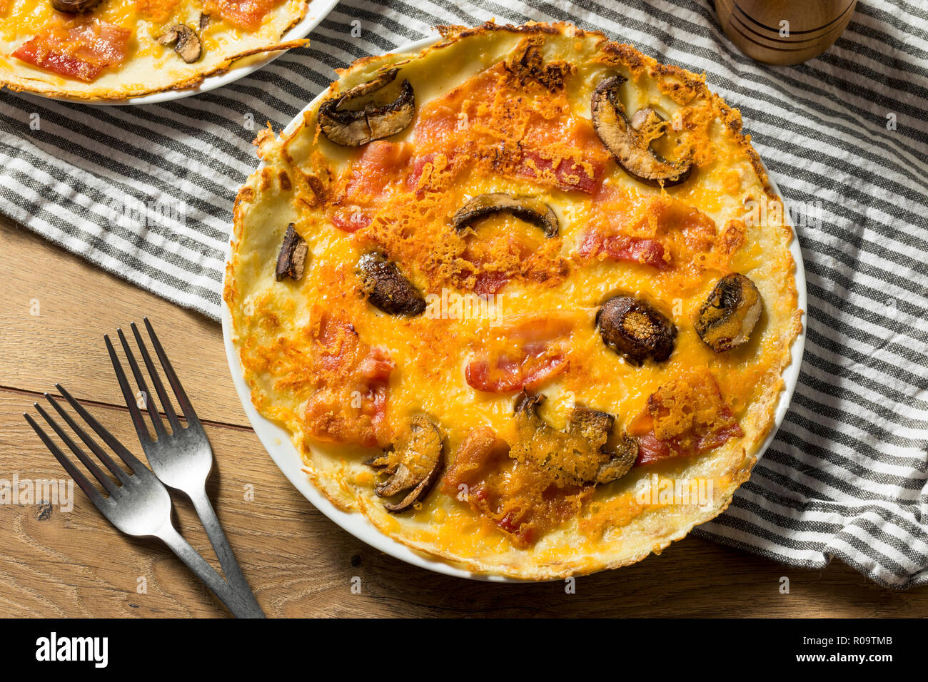 Savory Homemade Dutch Pannenkoeken Pancake with Bacon and Cheese Stock ...