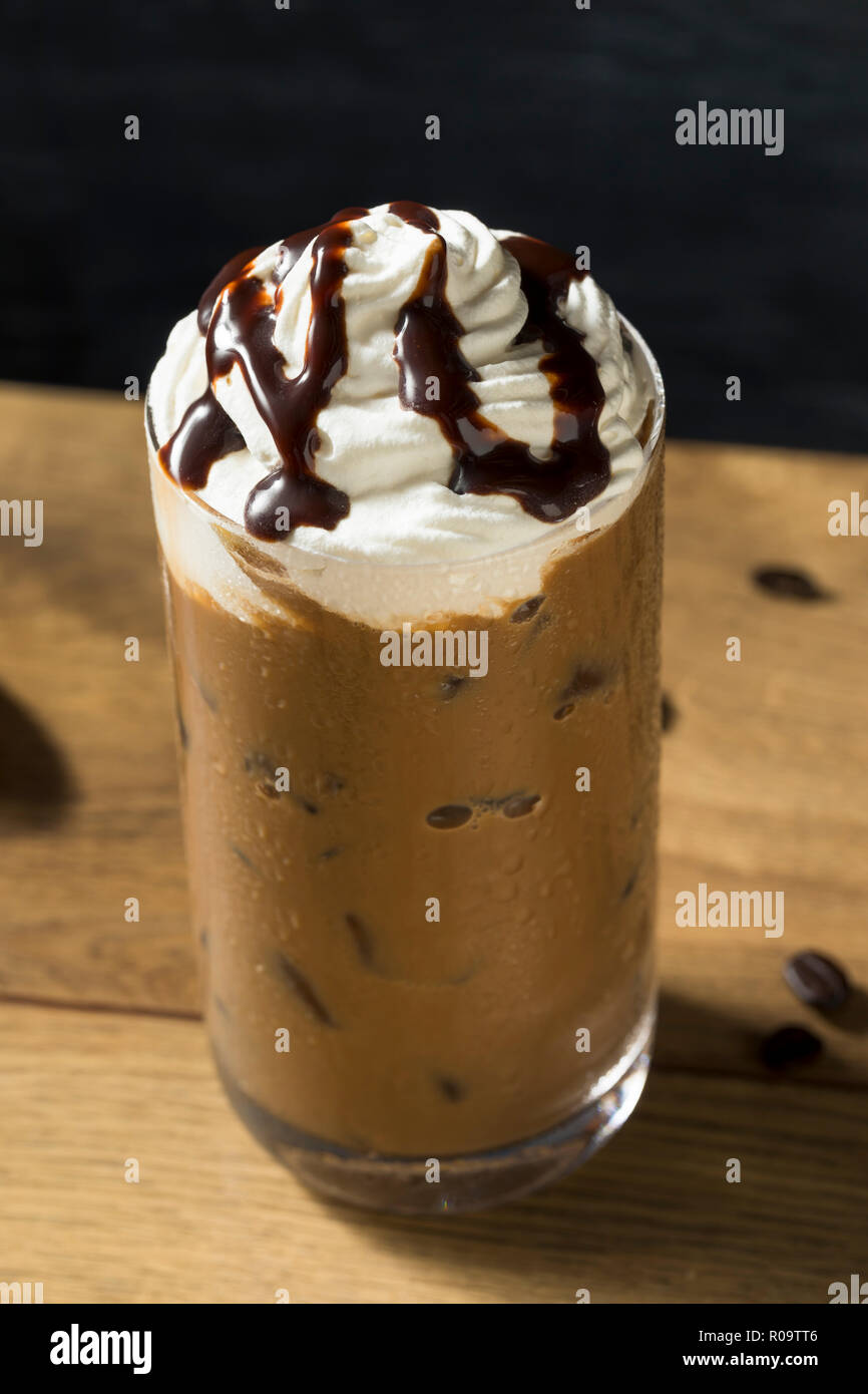 Refreshing Cold Mocha Iced Coffee with Whipped Cream Stock Photo - Alamy