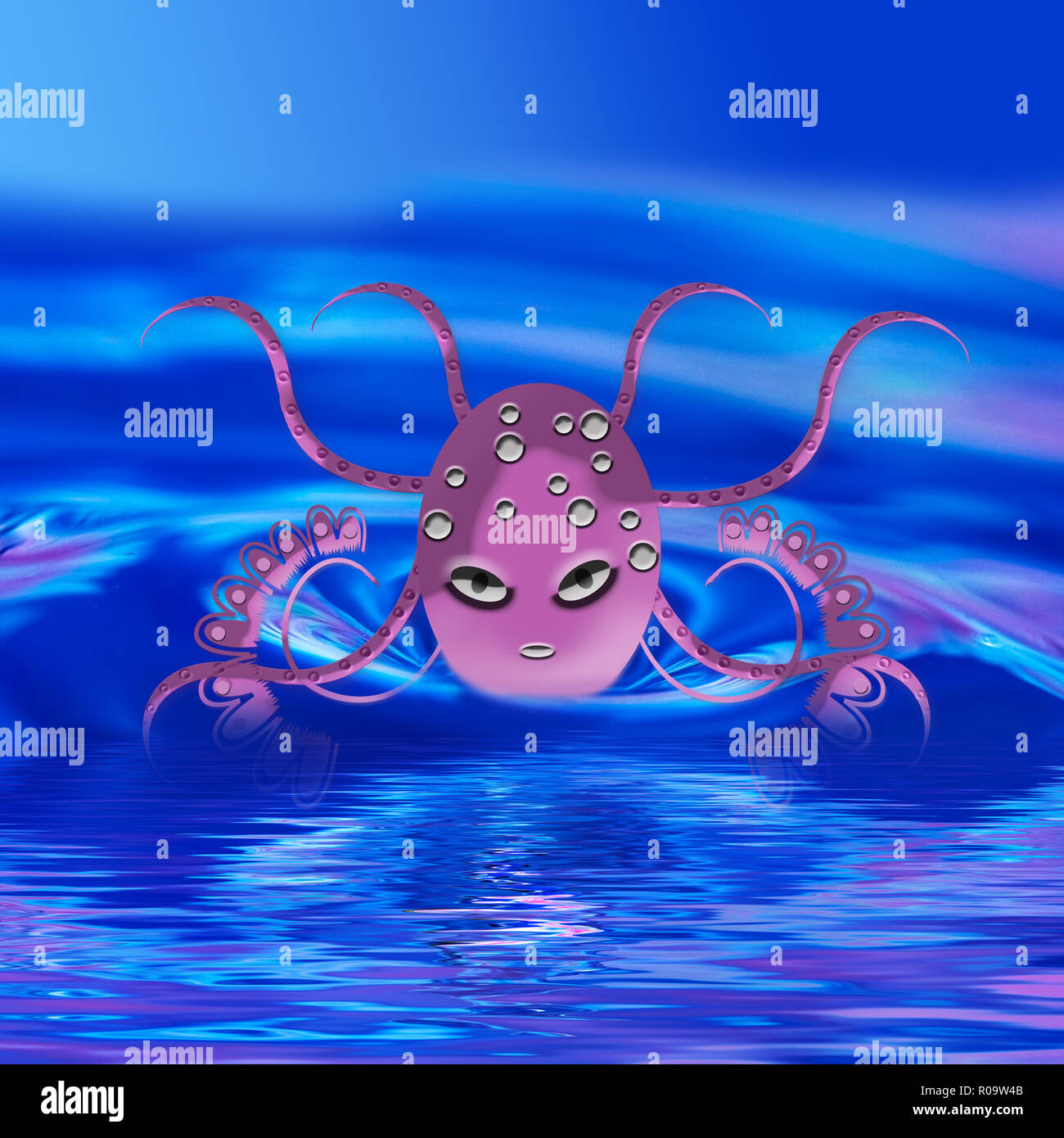 Cartoon illustration octopus in water hi-res stock photography and ...