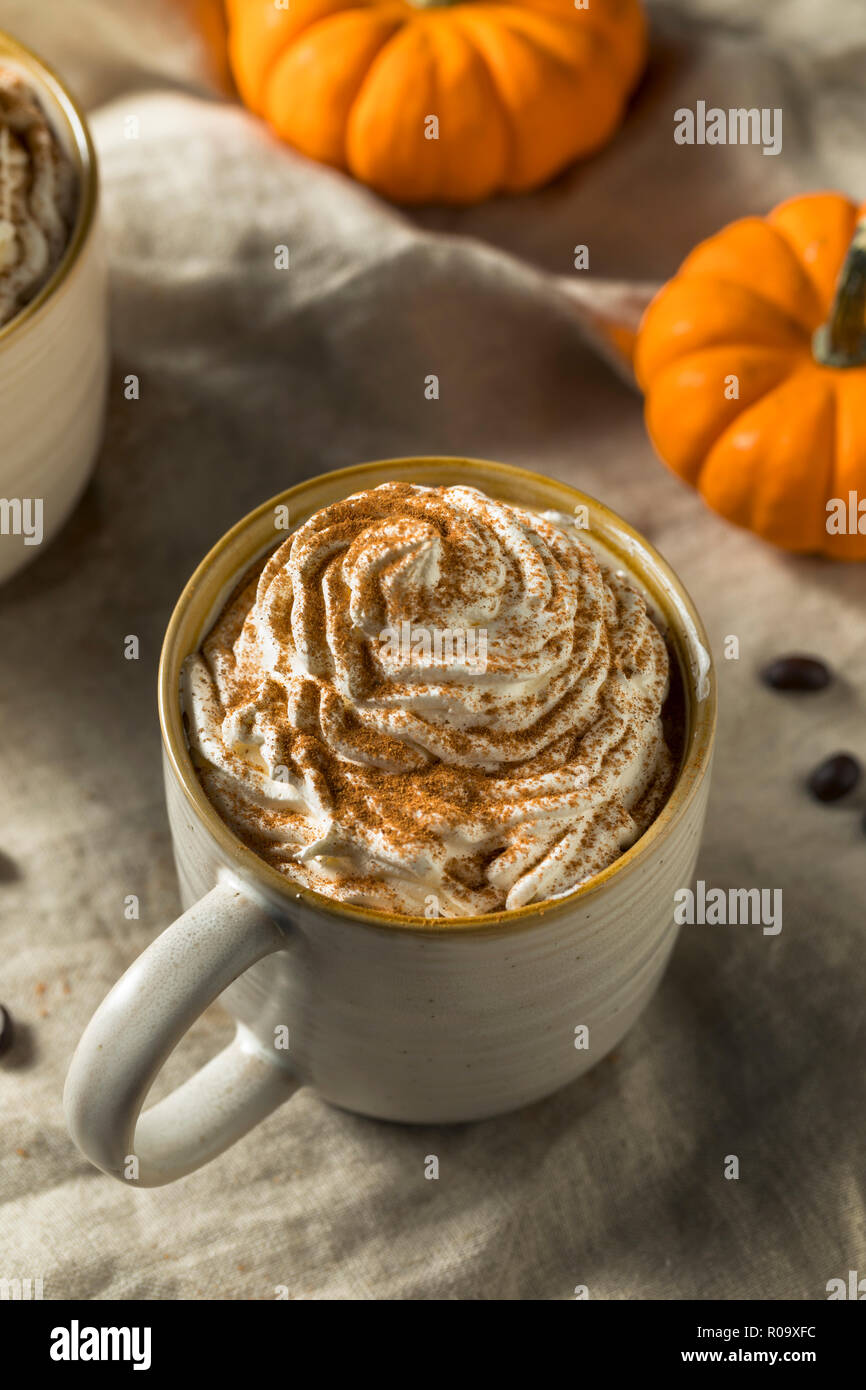 Sweet Autumn Pumpkin Spice Latte Coffee with Whipped Cream Stock Photo ...
