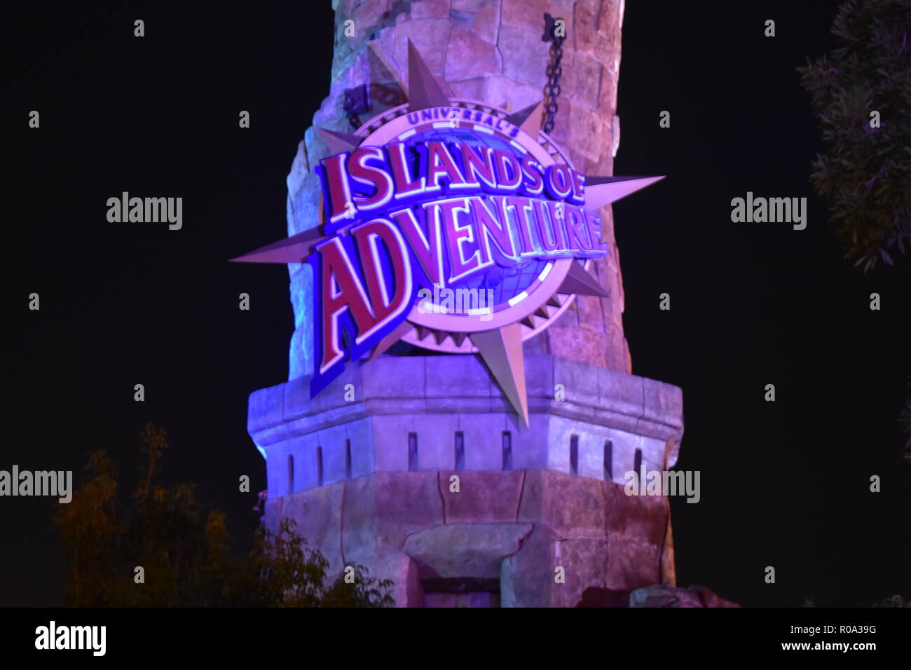 Orlando, Florida. October 19, 2018 Island of Adventure Sign on ...