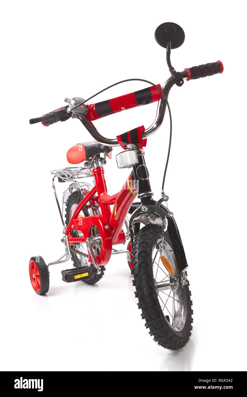 red bicycle for children isolated on white background Stock Photo - Alamy