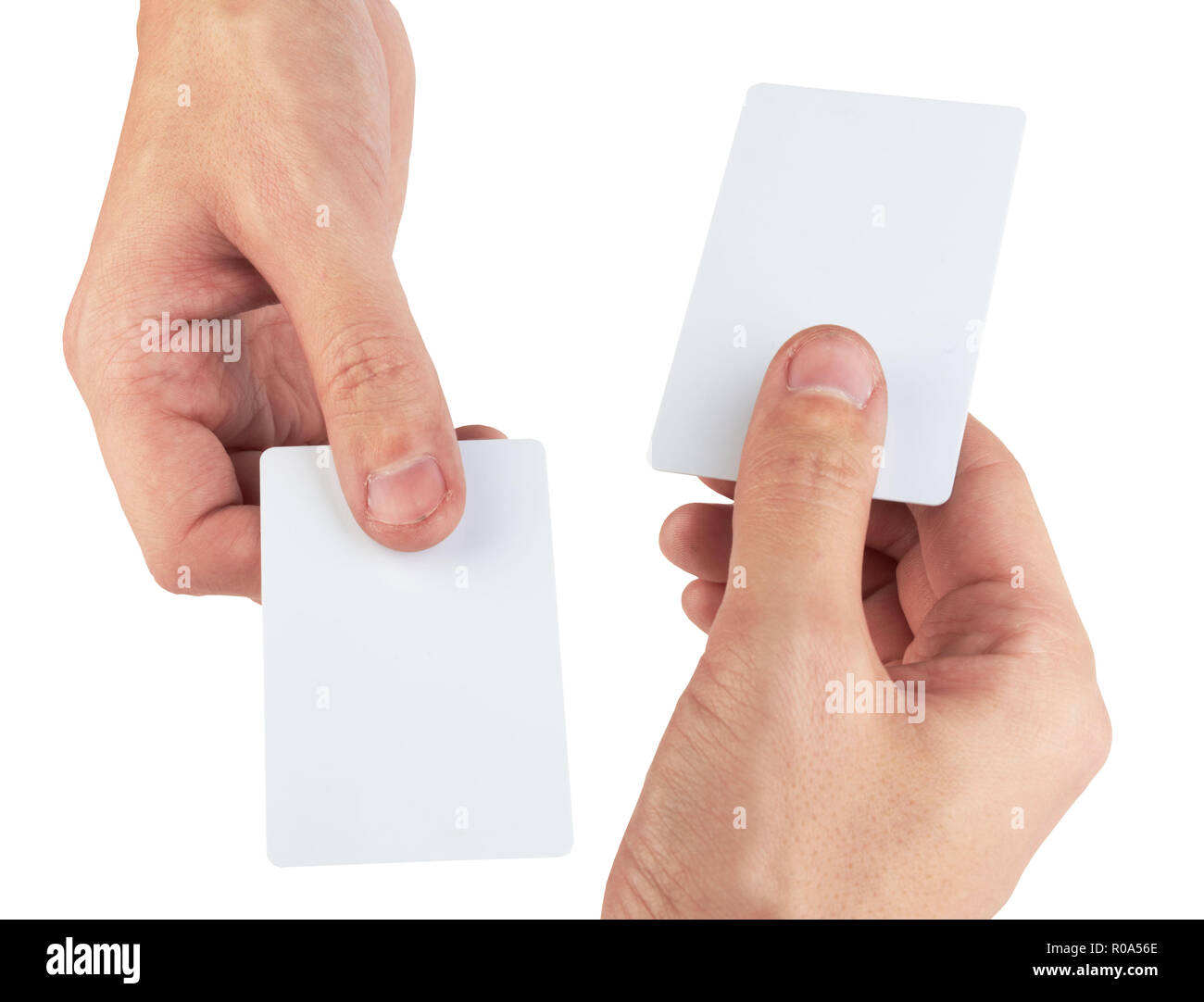 Hand and a card isolated on white Stock Photo - Alamy