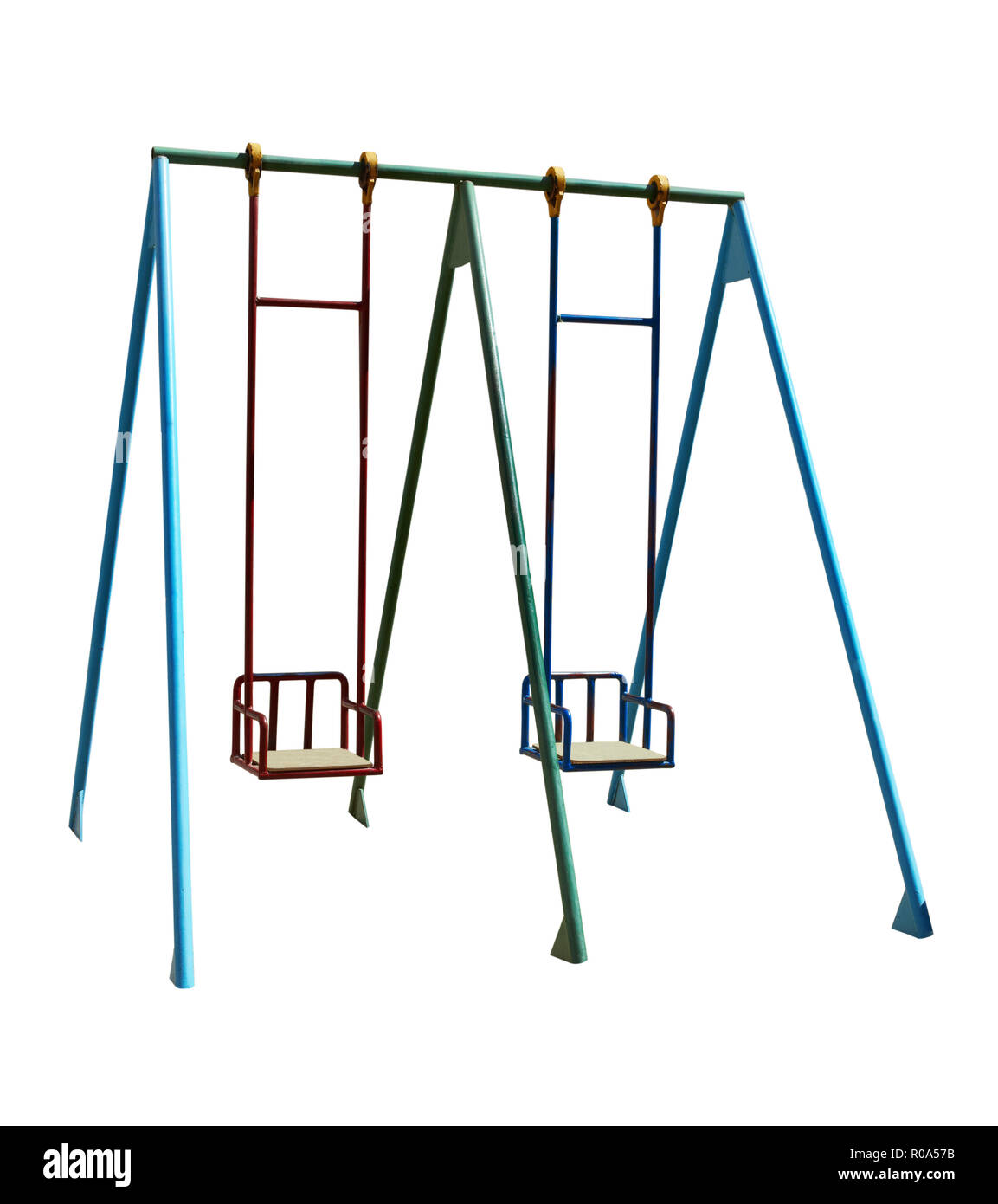 Empty swing set playground on Cut Out Stock Images & Pictures - Alamy