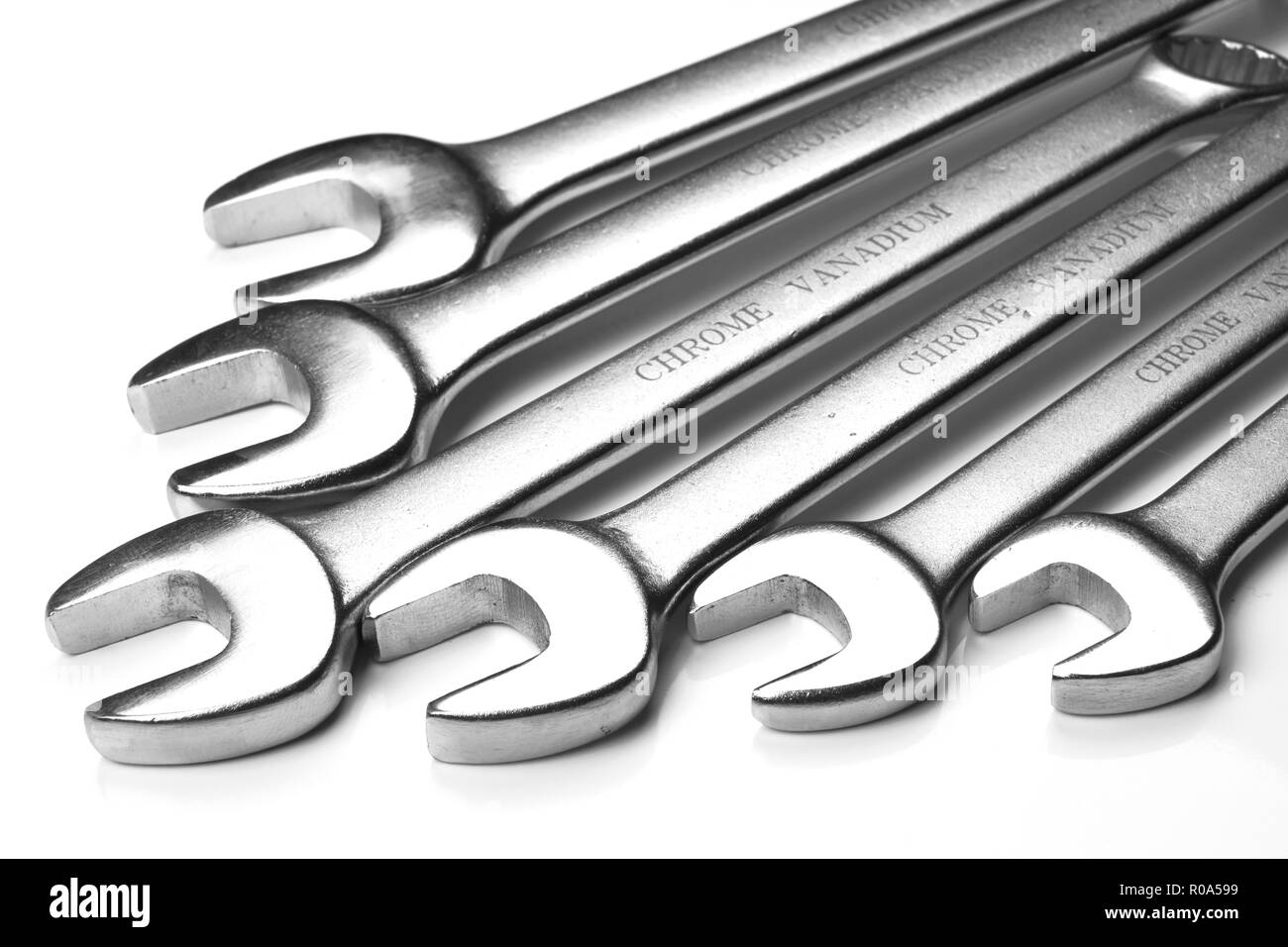 A set of spanners over white background Stock Photo - Alamy