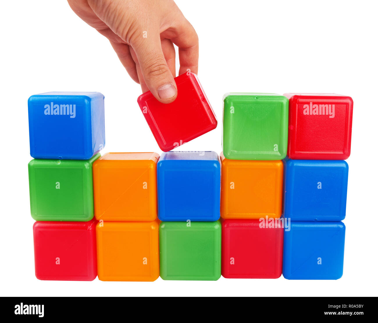 bright plastic blocks on a white Stock Photo - Alamy