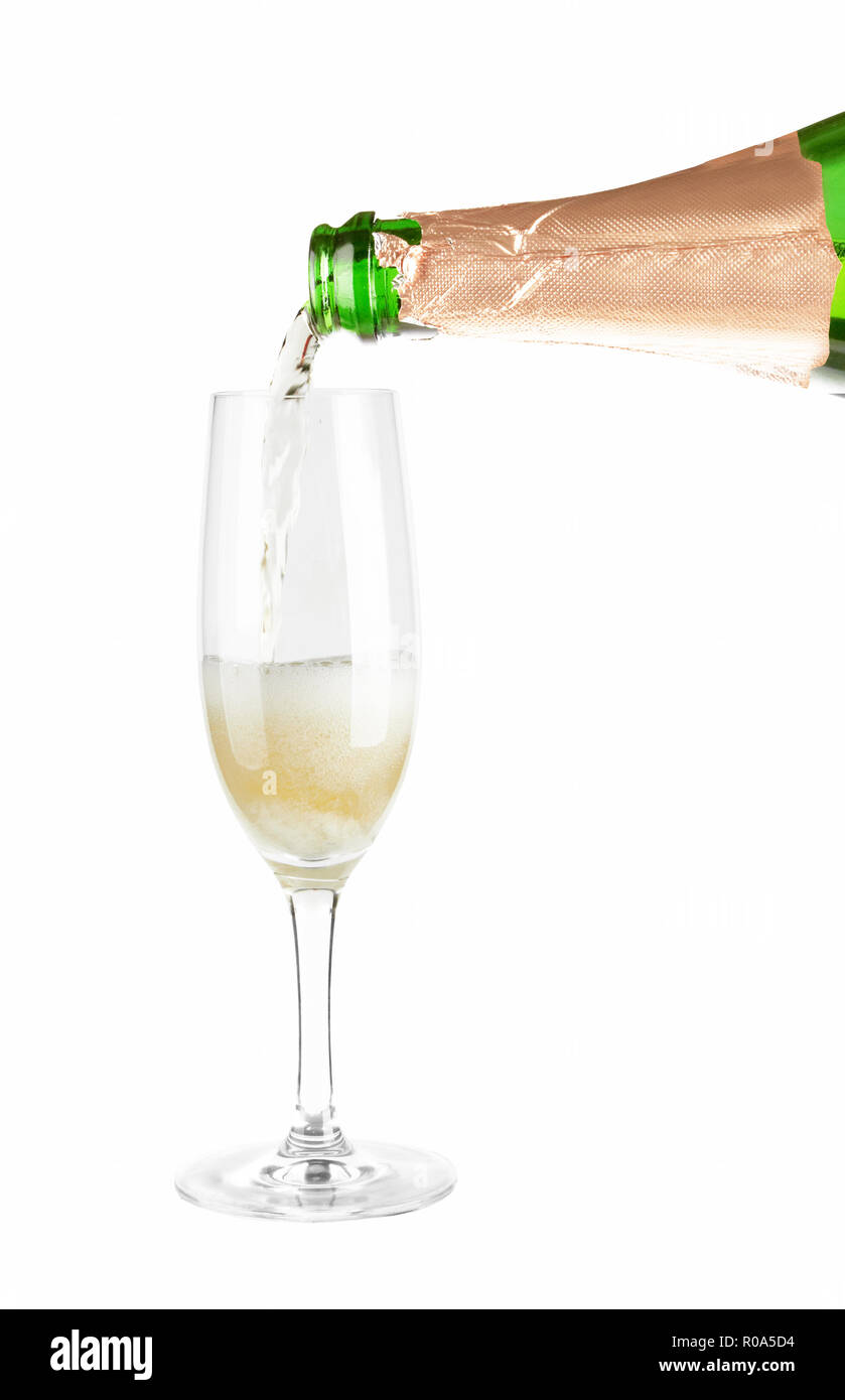 Champagne pour in a glass Stock Photo - Alamy