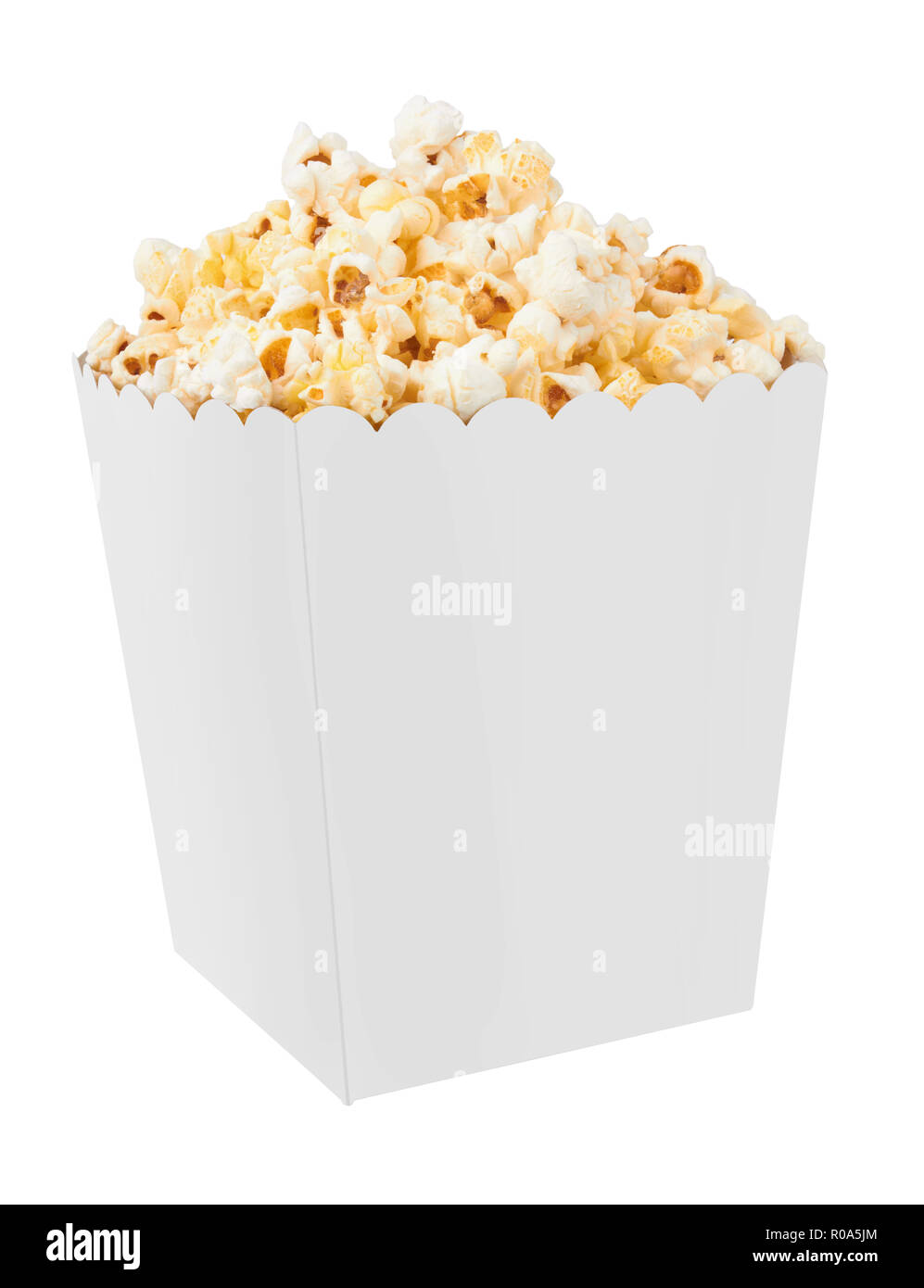 Full bucket of popcorn. Isolated on white Stock Photo - Alamy