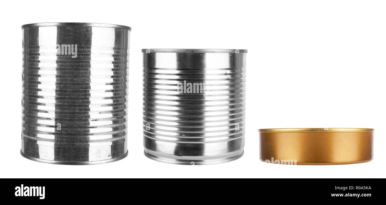 Three different unopened cans isolated on white Stock Photo - Alamy