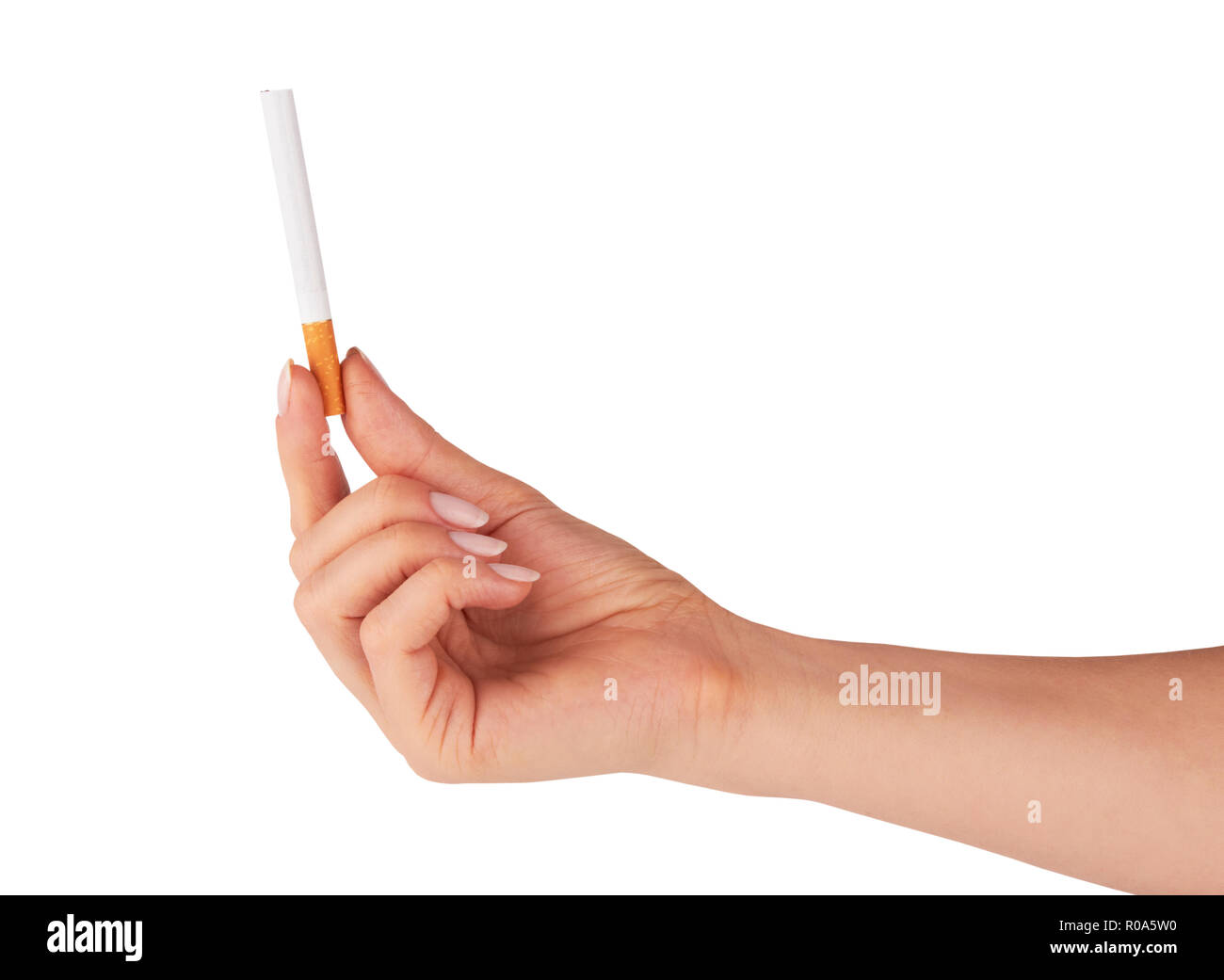 Hand with cigarette isolated on white background Stock Photo - Alamy