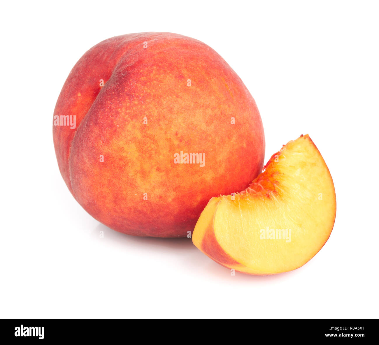 Ripe peach fruit isolated on white background Stock Photo - Alamy