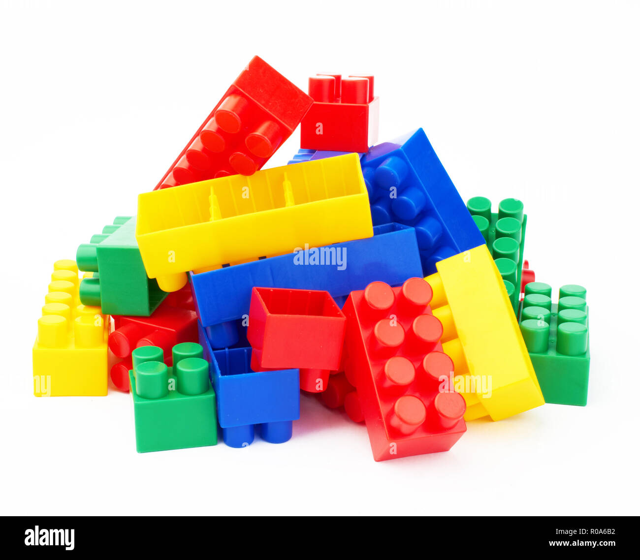 set of color building blocks on white background Stock Photo - Alamy
