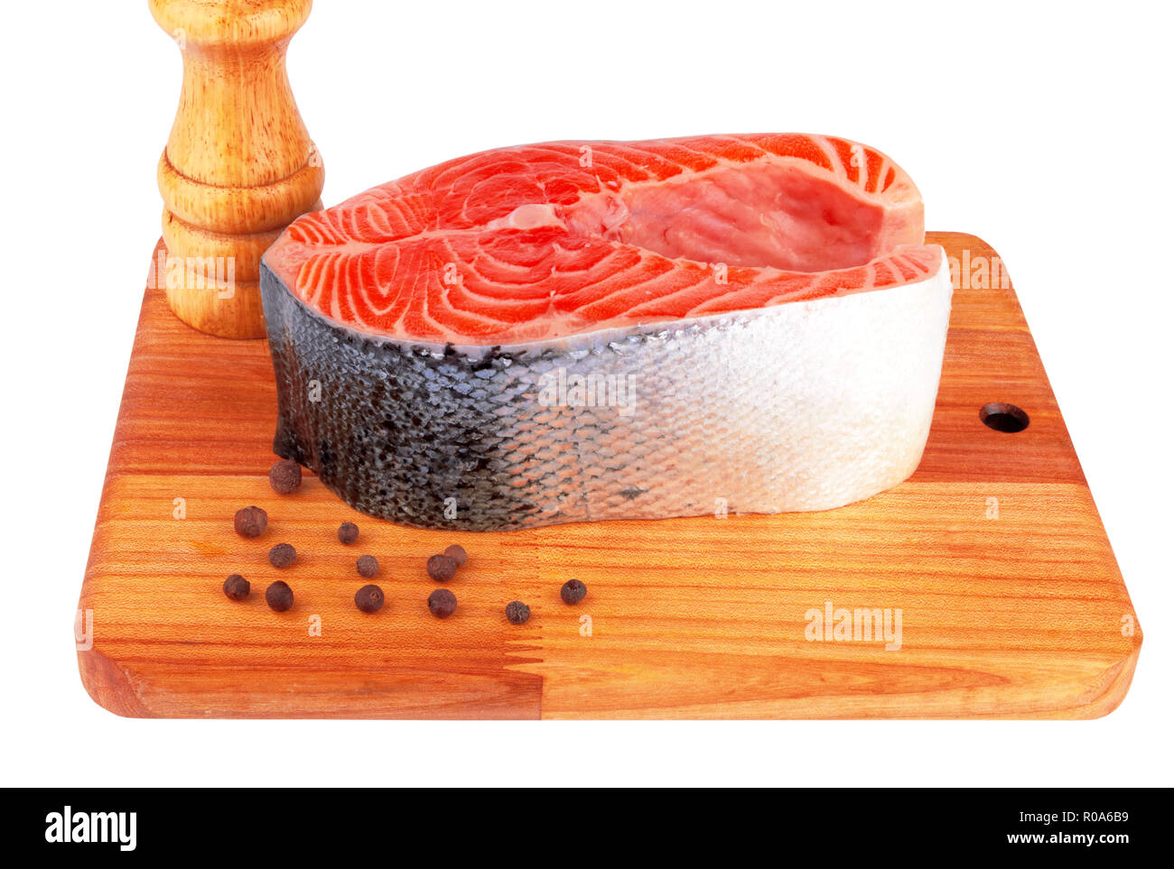 fresh uncooked red fish fillet over white Stock Photo - Alamy