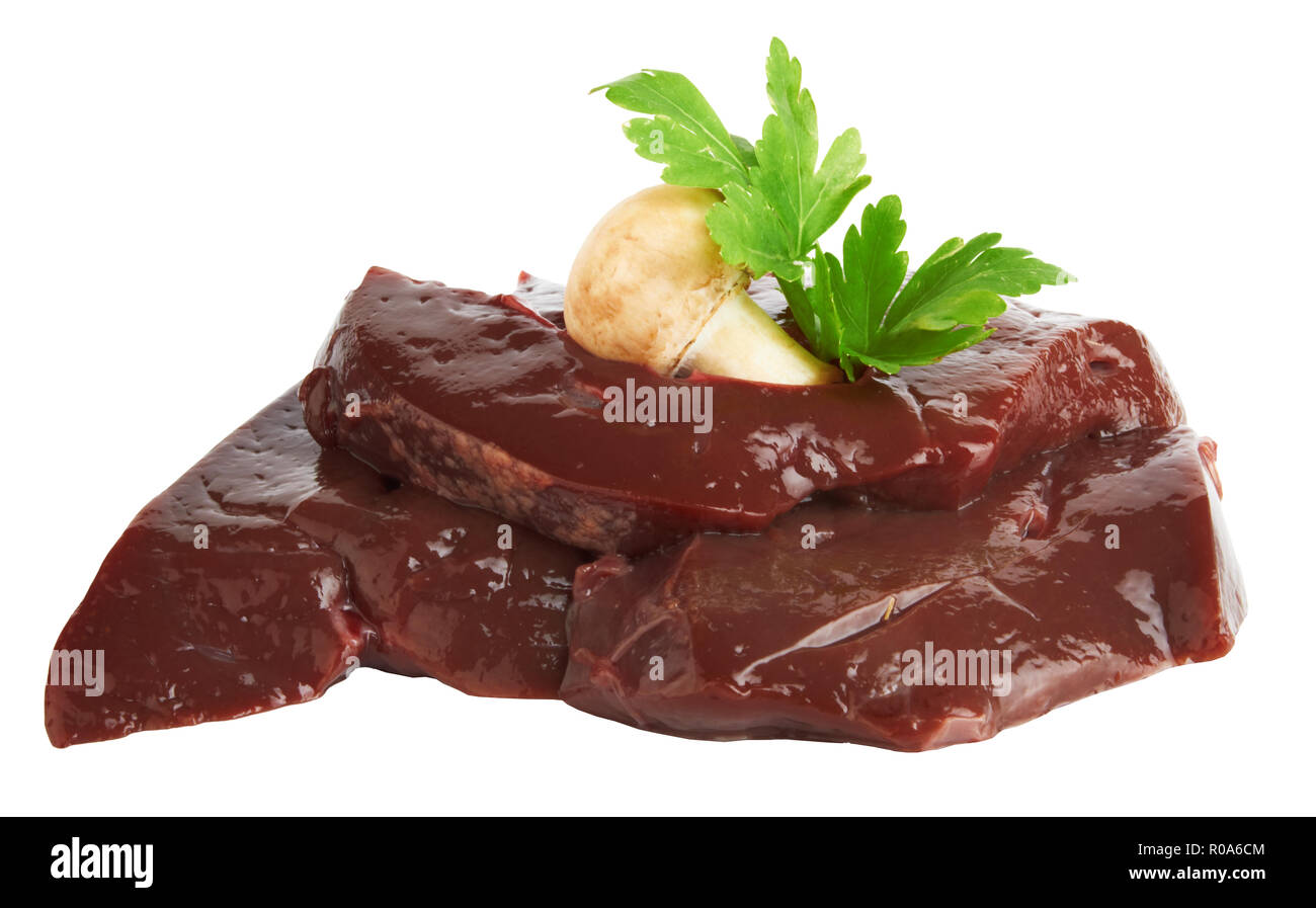 fresh and raw liver on white background Stock Photo - Alamy