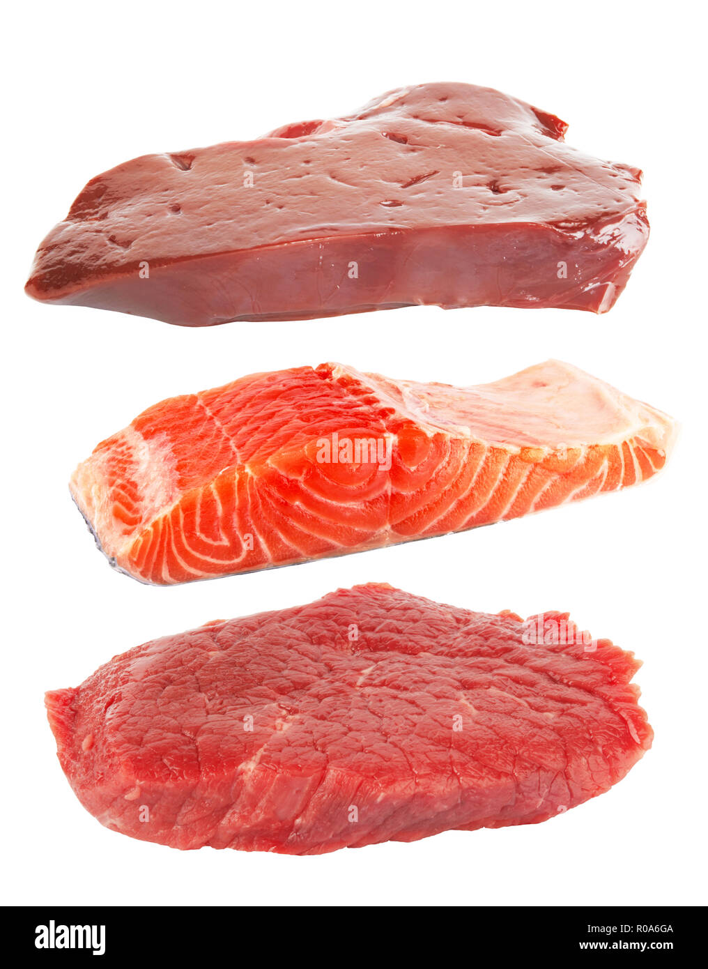 meat and fish isolated on a white Stock Photo - Alamy