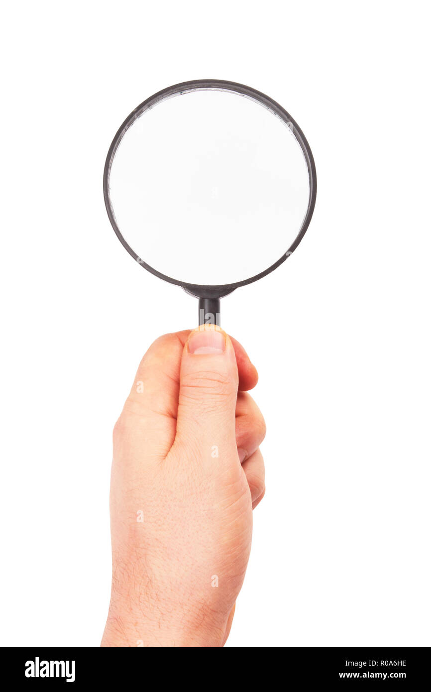 Hand holding magnifying glass reading hi-res stock photography and ...