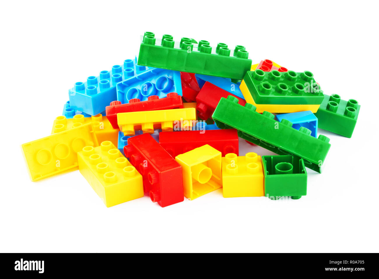 set of color building blocks on white background Stock Photo - Alamy
