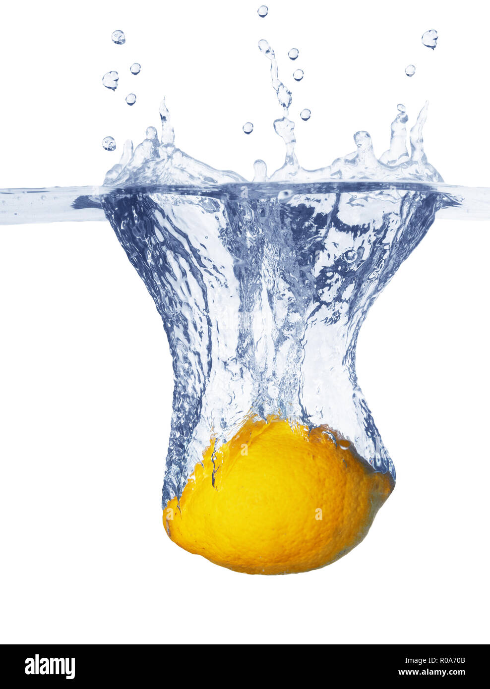 Lemon falls deeply under water with a big splash Stock Photo - Alamy