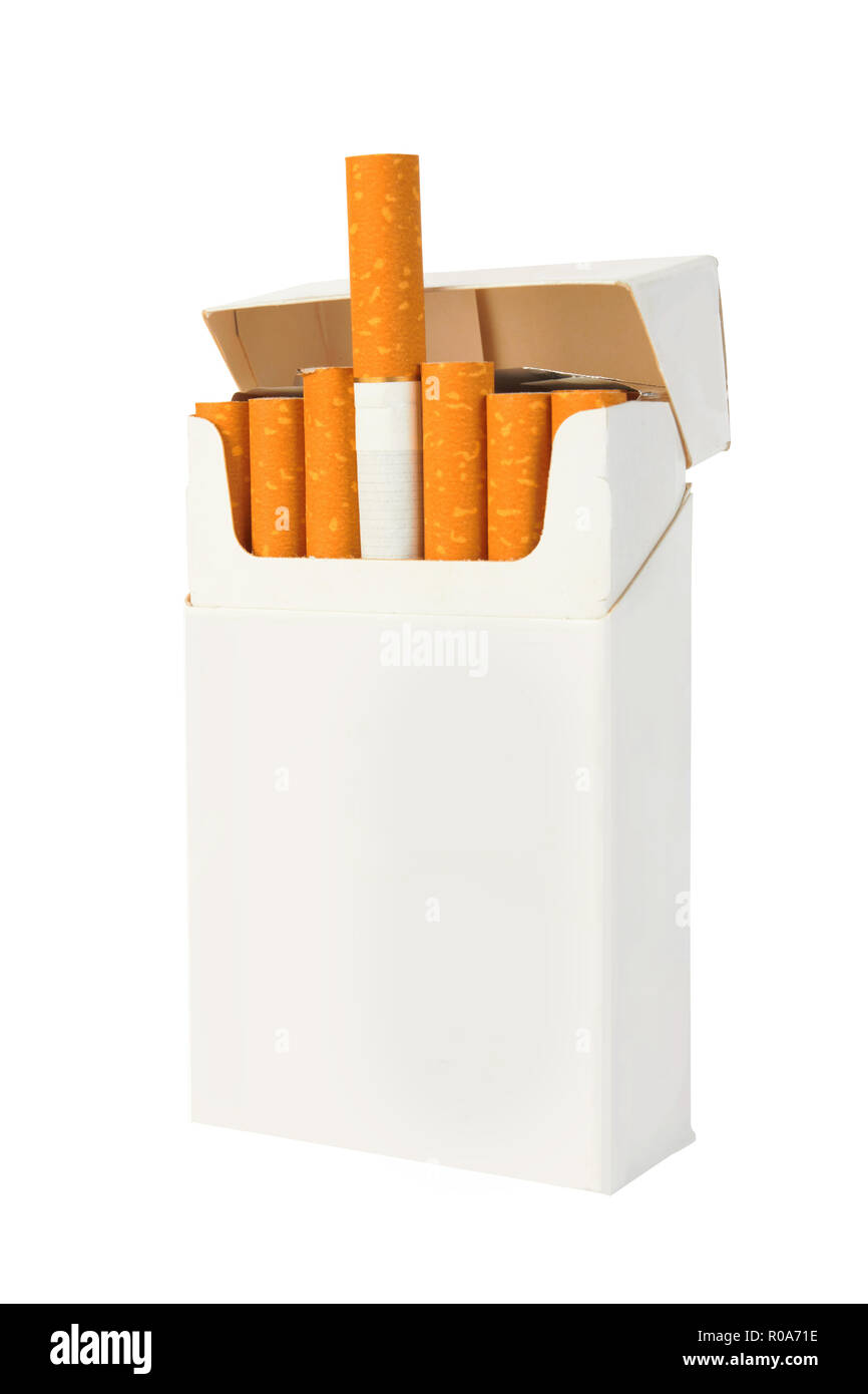Pack of cigarettes isolated on white background Stock Photo - Alamy