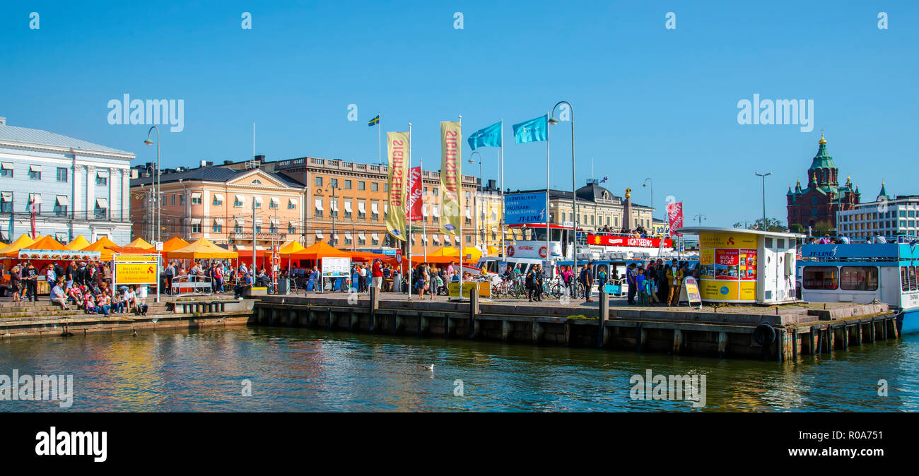 Activity on the waterfront of downtown Helsinki Findland is the capital ...