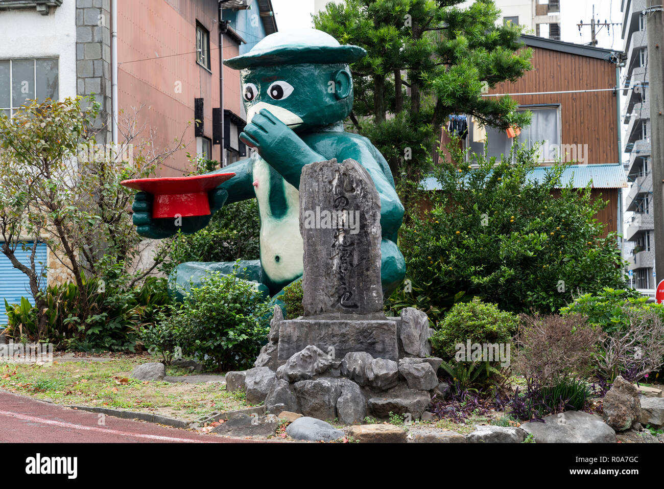 Monument of Fuda no Tsuji and statue of Kappa, Yatsushiro City ...