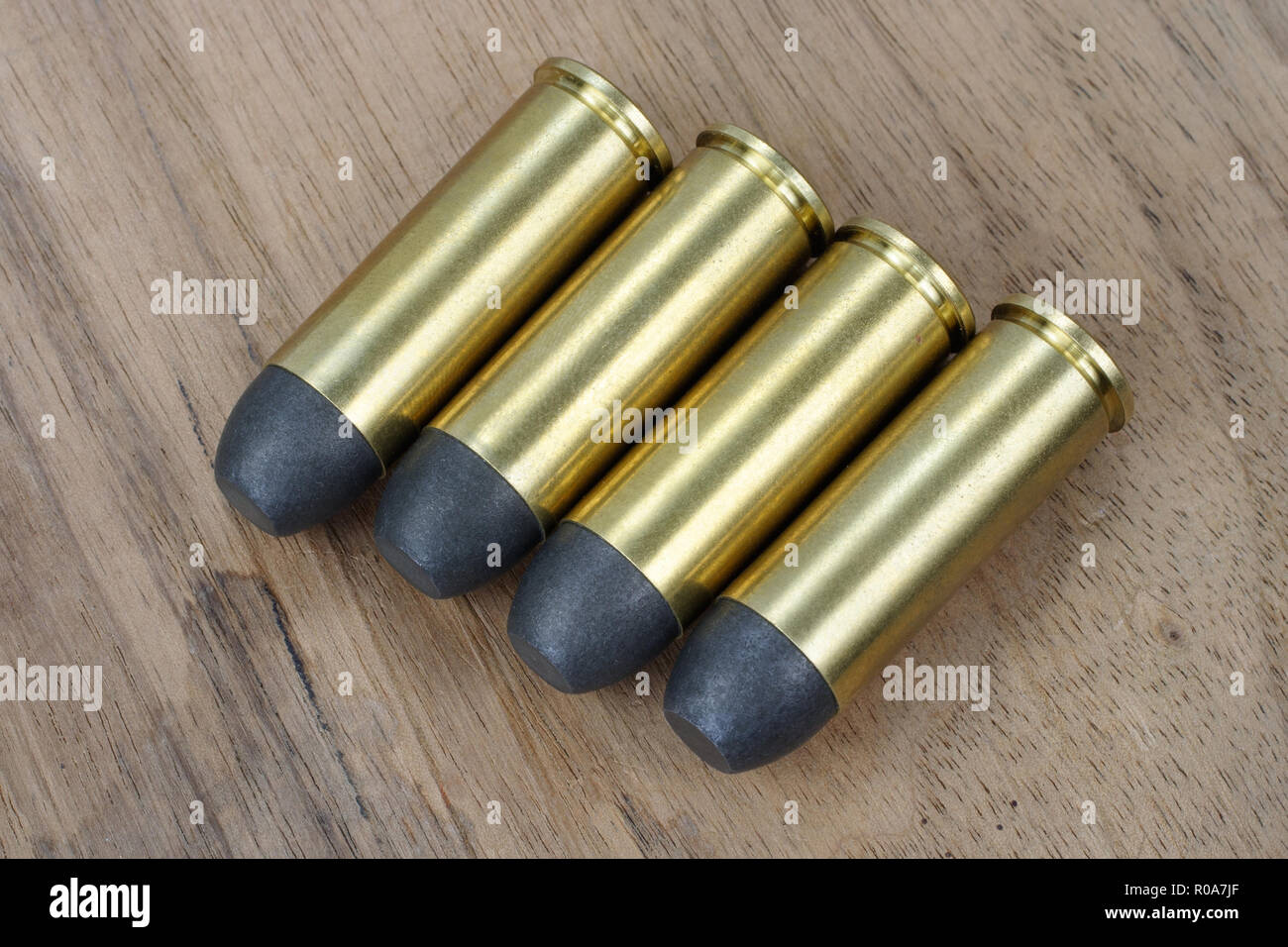 Black-powder revolver rounds .45 cal. dating to 1872 on wooden ...