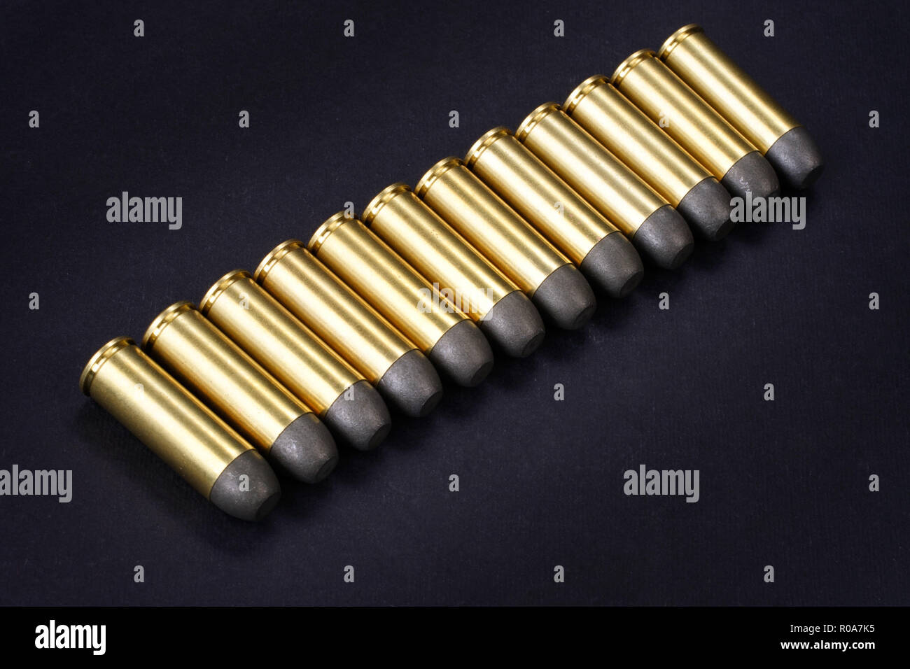 Black-powder revolver rounds .45 cal. dating to 1872 on black ...