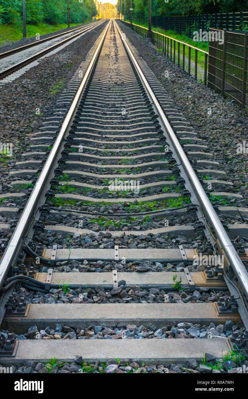 long endless train railroad vanishing beyond the horizon transport ...