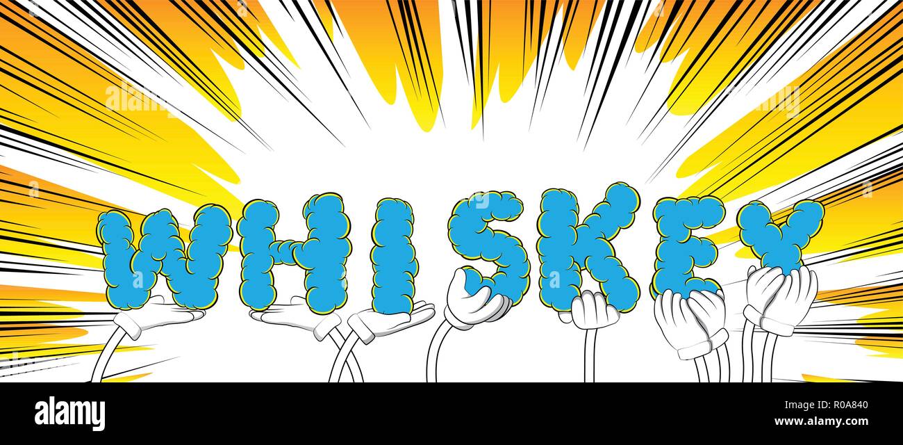 Diverse hands holding letters of the alphabet created the word Whiskey ...