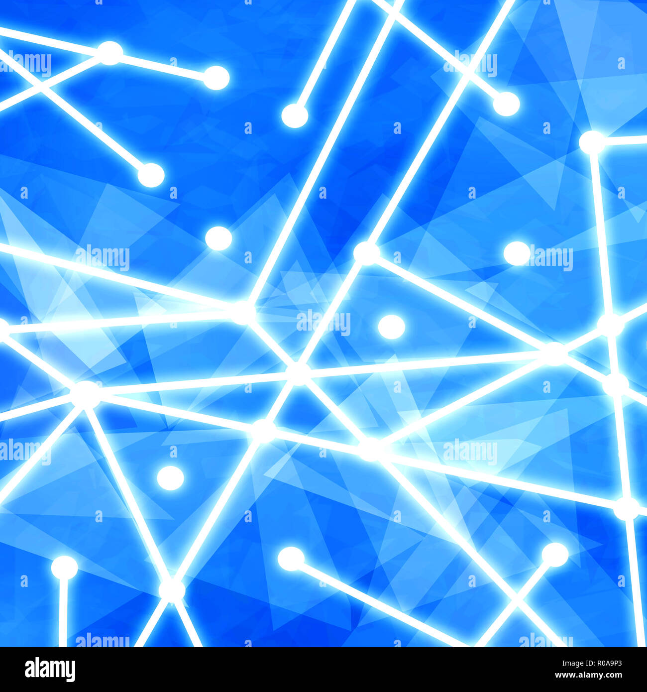 Line connections between dots and triangles in behind representing ...