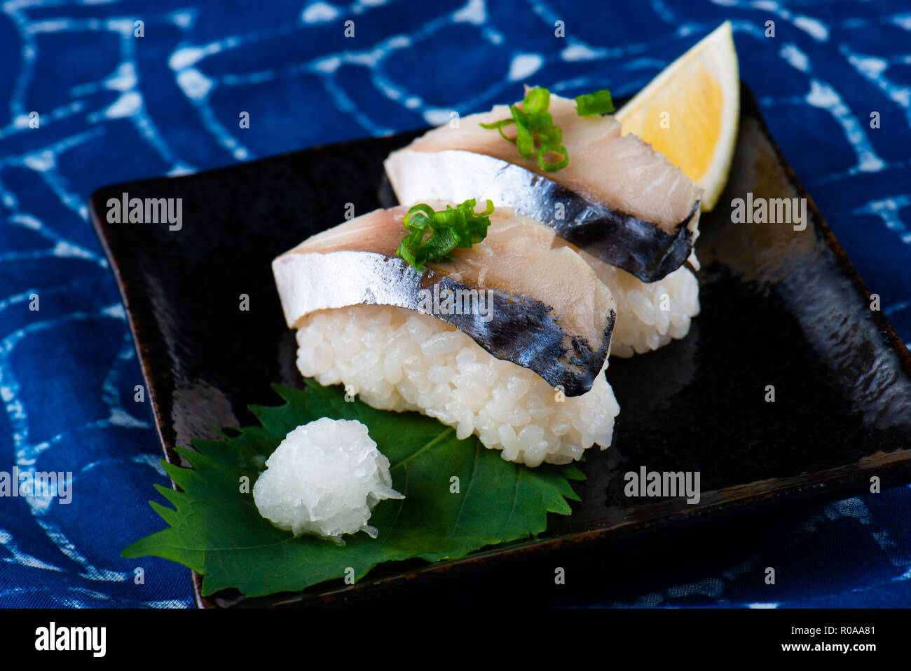 Saba sushi serve in Japanese style food Stock Photo - Alamy