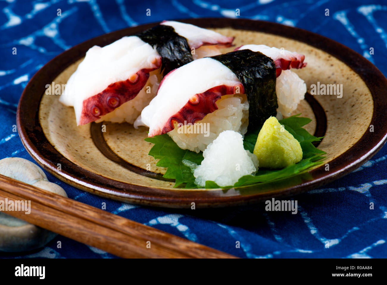 Sushi tako Japanese octopus slice with rice serve in Japanese food ...