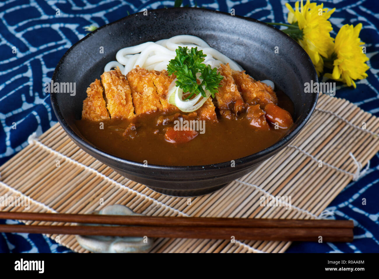 Japanese curry with udon and deep fried pork or Katsu kare udon in ...