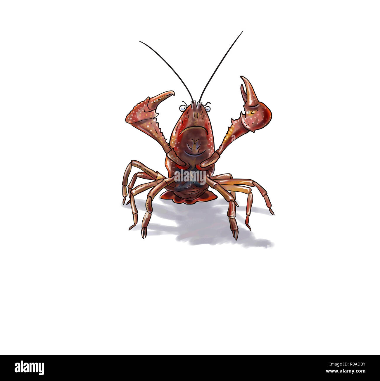 Toon , digital illustration of a red swamp crawfish Stock Photo - Alamy