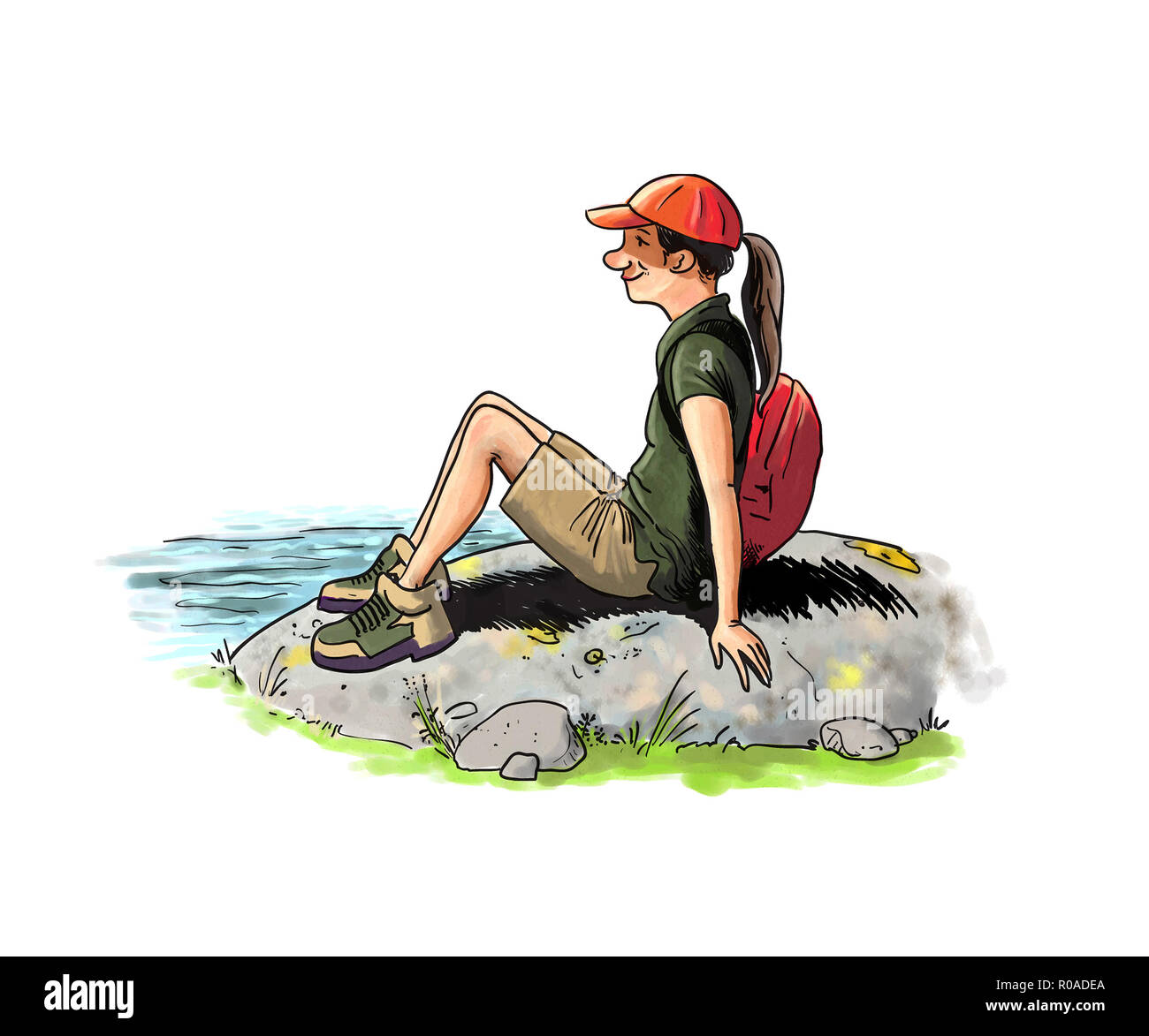 Cartoon girl sitting on floor hi-res stock photography and images - Alamy