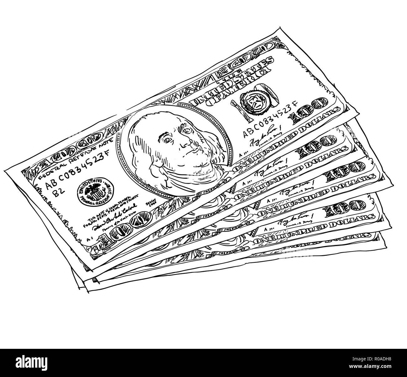 100 Dollar Bill Black and White Stock Photos & Images - Alamy