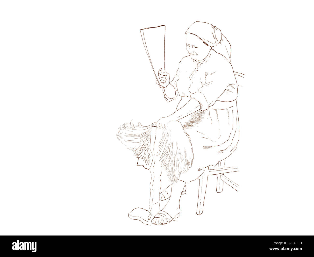 digital illustration of the process of manufacturing linen Stock Photo ...