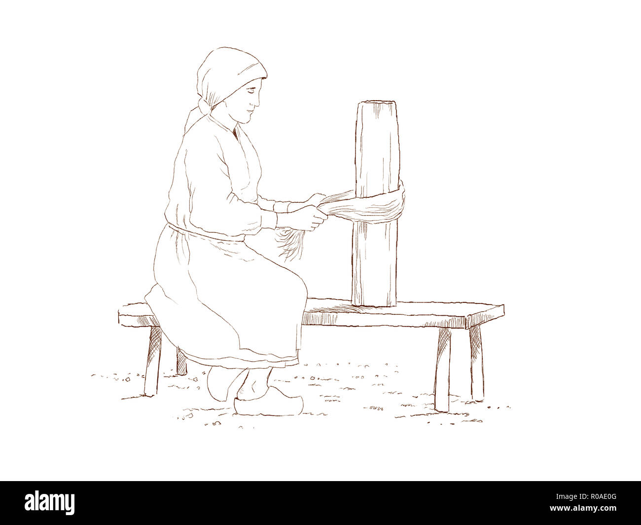 digital illustration of the process of manufacturing linen Stock Photo ...